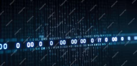 premium photo blue digital binary data on computer screen background