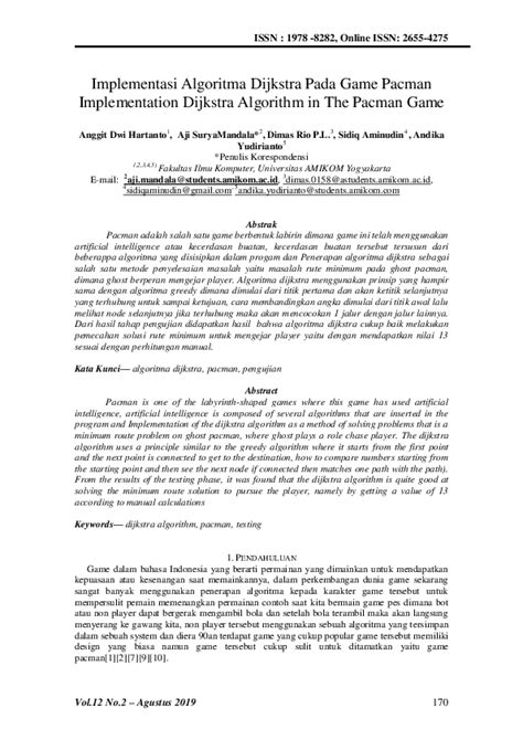 Pdf Implementasi Algoritma Dijkstra Pada Game Pacman