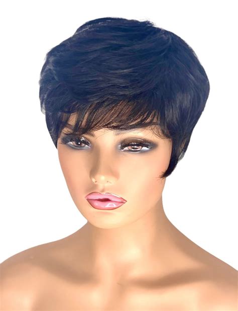 Short Pixie Human Hair Wig Short Cut Hairstyle Etsy