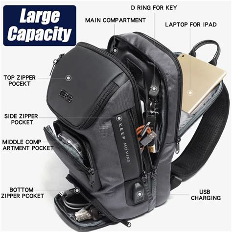 Men Multi Purpose Anti Theft Sling Bag Black Sling Bag Waterproof
