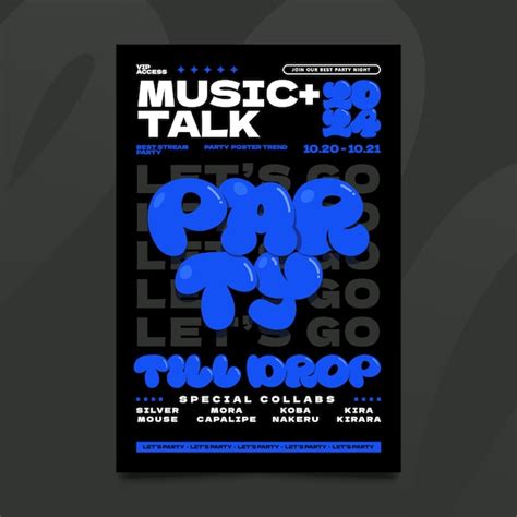 Premium Vector Bubble Typeface Poster In Hand Drawn Style