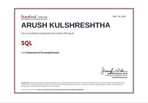 Arush Kulshreshtha On Linkedin Discover The World Of Sql With Stanford
