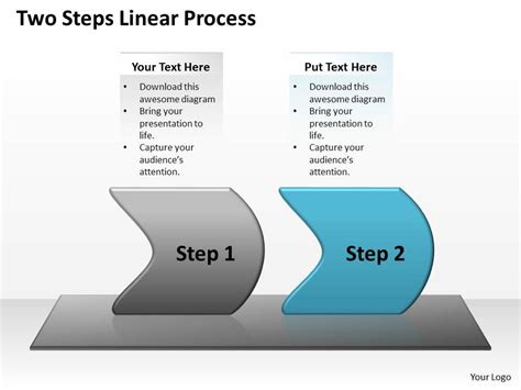 business powerpoint templates two steps linear forging process slides