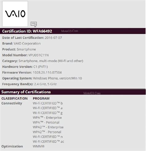 Windows 10 Based Vaio Phone Gets Wi Fi Certification Winbuzzer