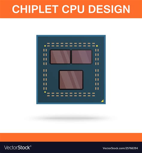 Realistic Modern Chiplet Cpu Design Front View Vector Image