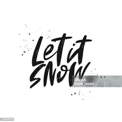 그것은 눈 벡터 브러시 레터링하자 전단지 포스터 카드 배너를위한 손으로 쓴 겨울 타이포그래피 인쇄 손으로 그린 장식 디자인 요소 0명에 대한 스톡 벡터 아트 및 기타 이미지