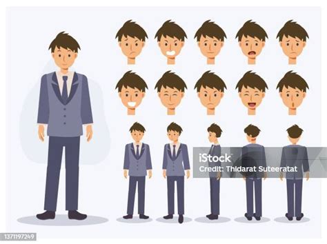다양한 전망 만화 스타일 유니폼플랫 벡터 캐릭터 일본어 학생 소년의 세트 감정에 대한 스톡 벡터 아트 및 기타 이미지 감정 귀여운 남자 Istock