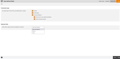 User Defined Fields Options Field For Selection Field Avendoo® Online