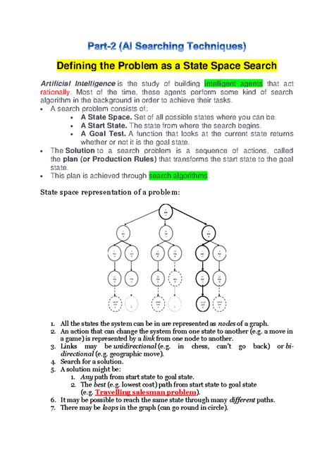 1 Problems Problem Spaces And Search Defining The Problem As A State Space Search