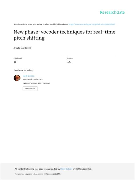New Phase Vocoder Techs Pdf Signal Processing Telecommunications Engineering