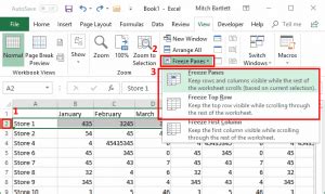 Microsoft Excel Freeze Or Unfreeze Panes Columns And Rows