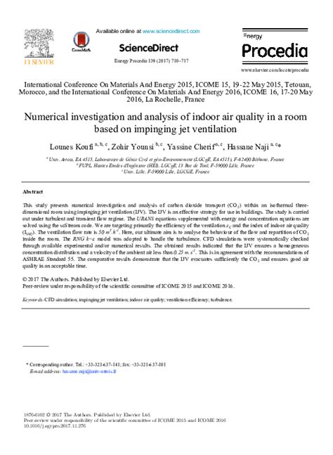 Pdf Numerical Investigation And Analysis Of Indoor Air Quality In A