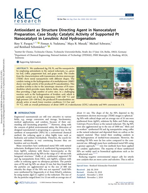 Pdf Antioxidant As Structure Directing Agent In Nanocatalyst