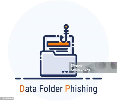 채워진 선 아이콘 스타일입니다 해커 사이버 범죄 공격 웹 디자인 Ui Ux 모바일 웹 광고 잡지 책 포스터에 대한 데이터 폴더 피싱 개념에 대한 스톡 벡터 아트 및 기타