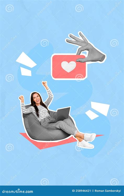 Collage Photo Of Young Excited Positive Cute Woman Sitting Relaxed