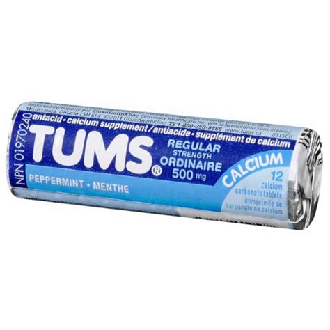 Tums Regular Strength 500mg 12 Count Canteen Canada