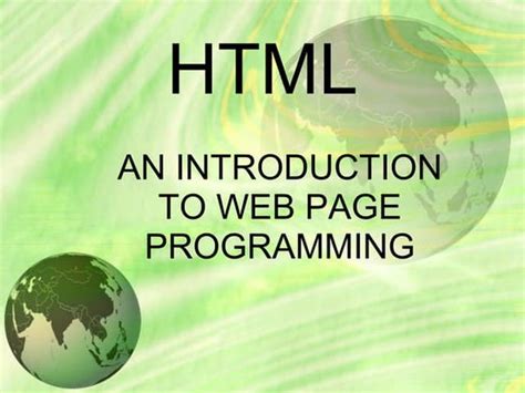 Introduction To Html Ppt