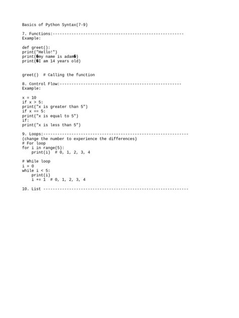 Code Intro To Python And Python Syntax 7 9 Pdf