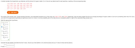 Solved A Random Sample Of Soil Specimens Was Obtained And Chegg Com