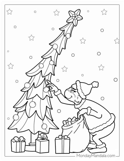 Grinch Christmas Tree Coloring Page