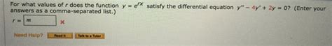 solved for what values of r does the function y e rx