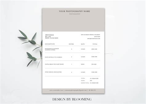 Factuurfotografie Sjabloon Bruiloft Factuur Fotografie Etsy België