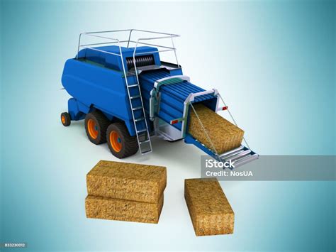 흰색 바탕에 건초 트랙터 3d 렌더링에 대 한 포장기를 눌러 건초더미에 대한 스톡 사진 및 기타 이미지 건초더미 기계류 3차원 형태 Istock