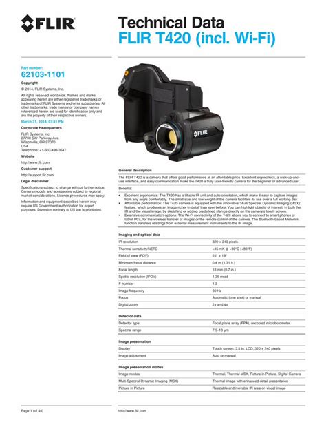 PDF Technical Data FLIR T Incl Wi Fi Ivy Tools Inc Alarm Measurement Function Alarm