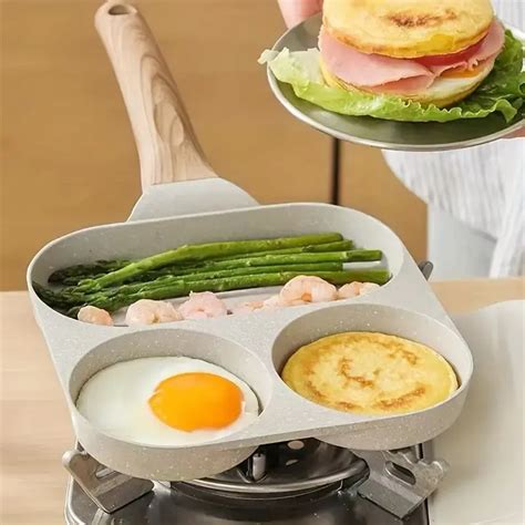 1pc 가정용 4홀 프라이팬 주방 팬 넌스틱 팬 아침 식사 계란 햄버거 소형 프라이팬 스테이크 냄비 Temu Republic