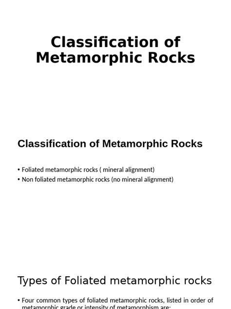 Lecture On Classification Metamorphic Rocks Pdf Rock Geology Slate