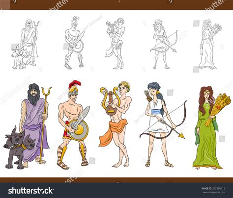 Cartoon Vector Illustration Mythological Greek Gods เวกเตอร์สต็อก