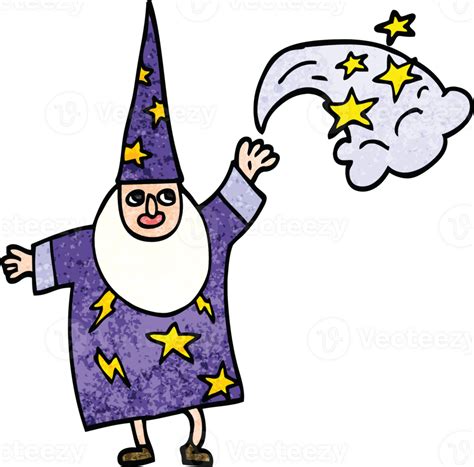 Cartoon Doodle Wizard Casting Spell 44911275 Png