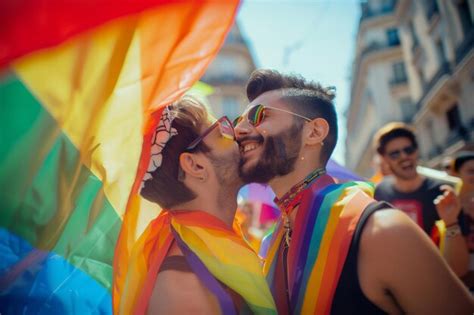 Premium Photo Two Men Sharing A Loving Kiss At Lgbtq Pride Parade