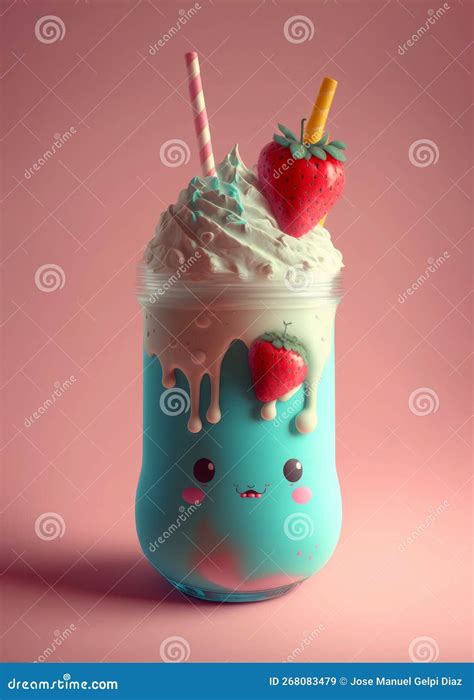Milkshake In A Glass Vector Illustration On A White Background