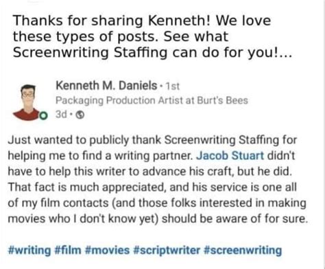 jacob stuart on linkedin screenwriting screenwriter film