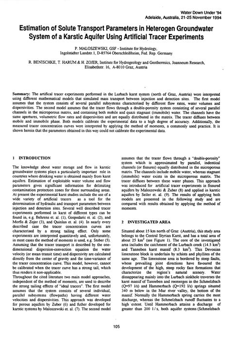 Pdf Estimation Of Solute Transport Parameters In Heterogen Groundwater System Of A Karstic