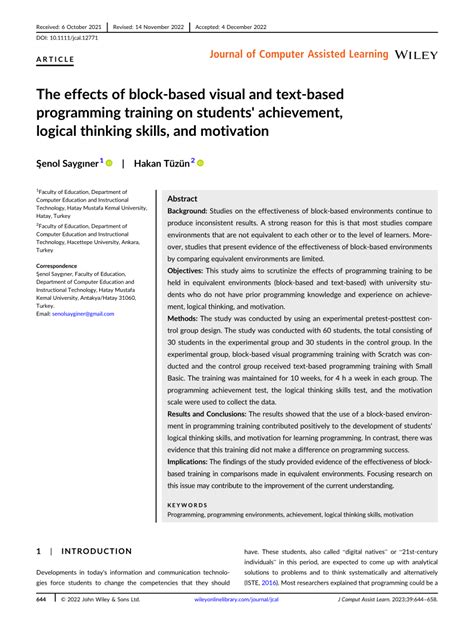 The Effects Of Block‐based Visual And Text‐based Programming Training