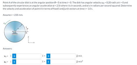 Solved Point A Of The Circular Disk Is At The Angular