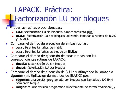 Ppt Librería Secuencial De Álgebra Lineal Densa Lapack Powerpoint