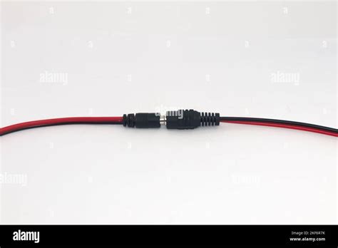 Connected Dc 12v Male And Female Connector Cables Isolated On White Background Electronic Parts