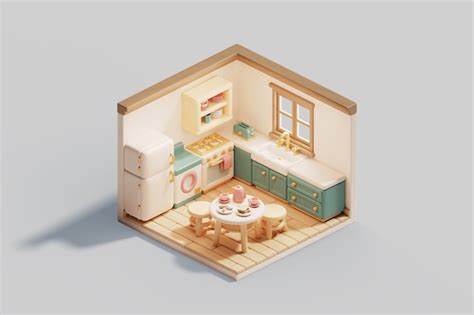 아이소메트릭 룸의 3d 그림 무료 Psd 파일