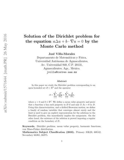 Pdf Solution Of The Dirichlet Problem For The Equation A∆u B · ∇u