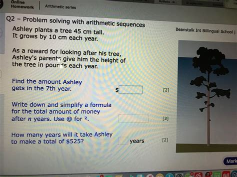 Solved Myimaths Br Onllne Homework Arithmetic Series Q2