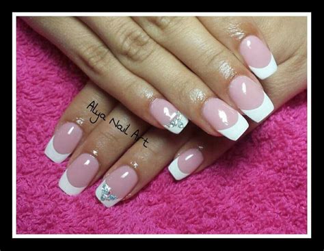 Swarovski Crystals On French Style Gel Nails Nails French Nails Gel