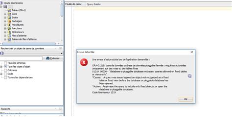 C Erreur Pendant L Ouverture De La Base Sql Developer Oracle