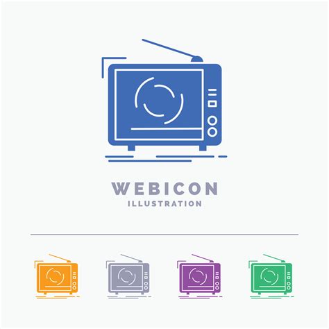 Tv Ad Advertising Television Set 5 Color Glyph Web Icon Template