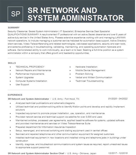 sr kafka administrator resume example