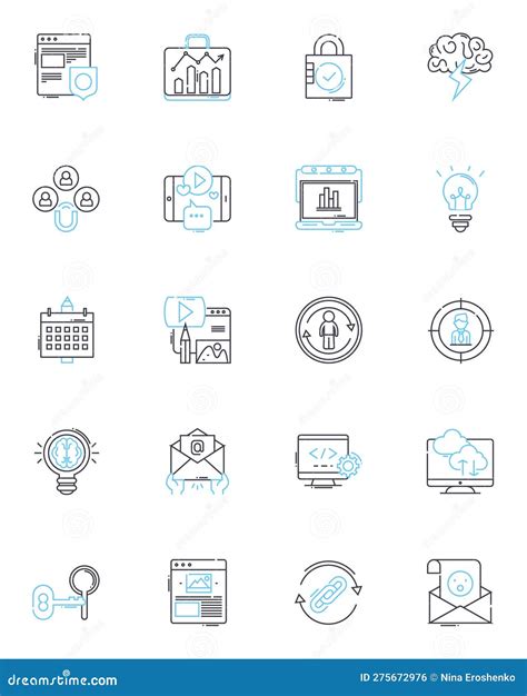 Electronic Integration Linear Icons Set Technology Connectivity Automation Circuits