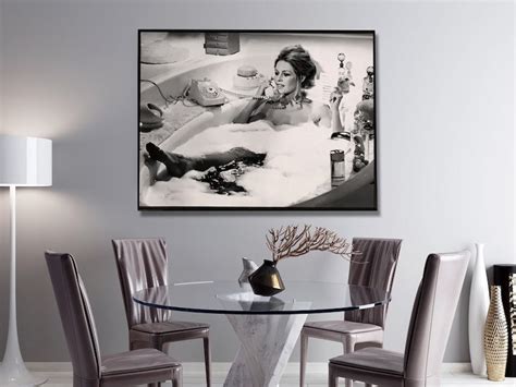 Wall Art 90cmx135cm Brigitte Bardot In The Bath Poster Black Frame Ca