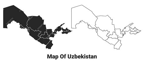우즈베키스탄 국가의 검은색 터 지도 프리미엄 벡터